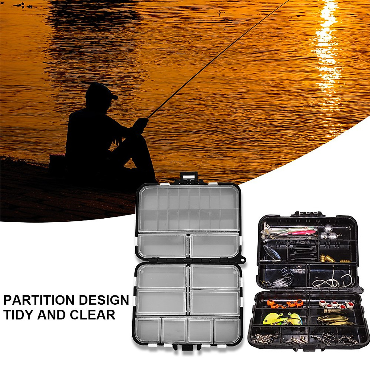 Fishing Lure Box, Bait Box Waterproof Portable Fishing Lure Tackle Hook Bait Storage Box Case With Compartments for Fishing