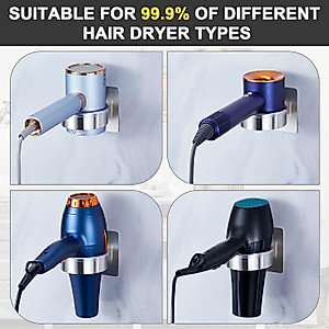 WAYASI Hair Dryer Holder - Hair Tool Storage Organizer Wall Mount, Stainless Steel Hair Blow Dryer Holder, Hot Tools Holder, Adhesive Hairdryer Holder Bathroom, Hair Dryer Hanger, Blow Dryer Organizer