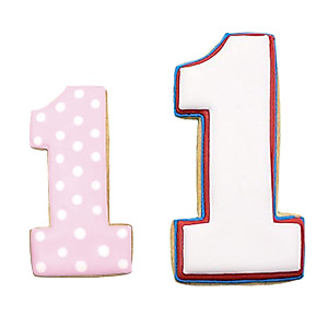 Number 1 Cookie Cutter 2-Pc. Set Made in USA by Ann Clark, 3.25", 4.5"