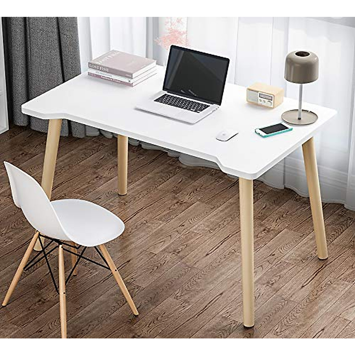 Modern Simple Style Computer Desk,Solid Wood Ergonomic Writing Table Workstation,Pc Laptop Study Writing Desk Workstation for Home Office