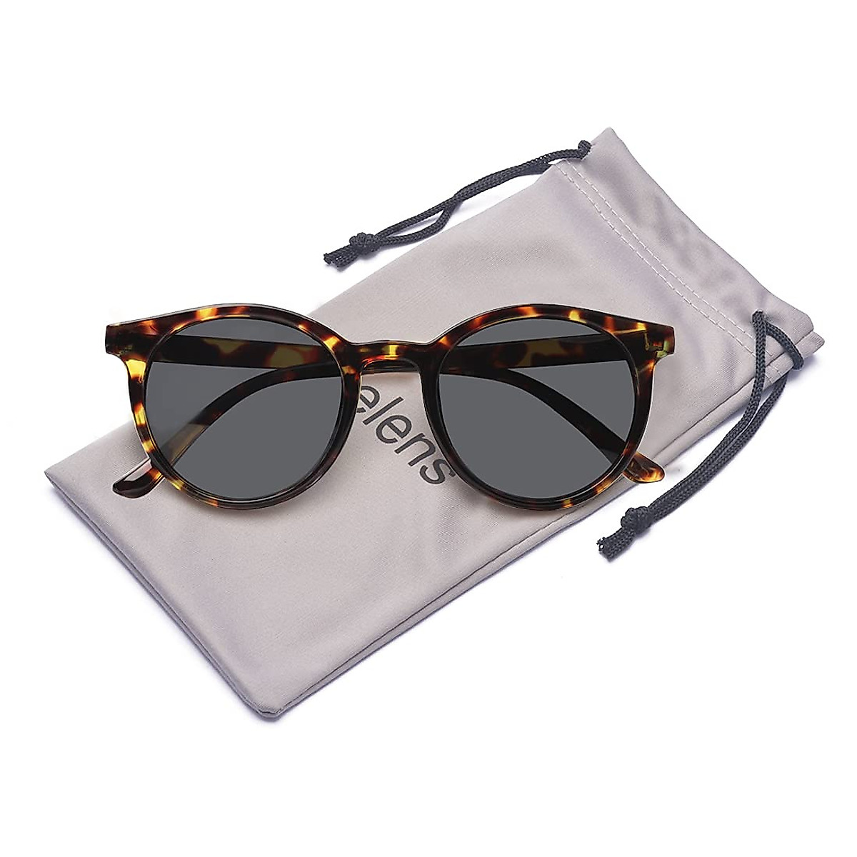 Kelens Vintage Polarized Horn Rimmed Round Circle Sunglasses UV400 Protection (Tortoise/gray, 50)