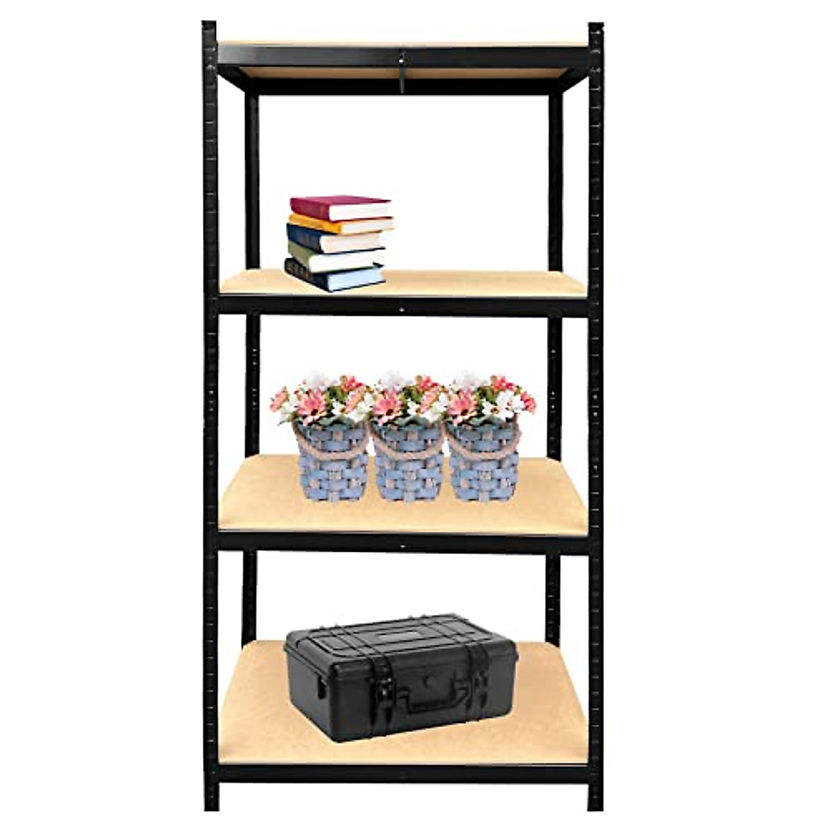 Garage Storage Shelving Unit Heavy Duty Metal Frame 353lbs Load Per Tier, 31.5 x 15.7 x 64in, 4 Adjustable Shelves, Industrial Shelving Utility Shelves Storage Rack for Home Warehouse Kitchen, Black