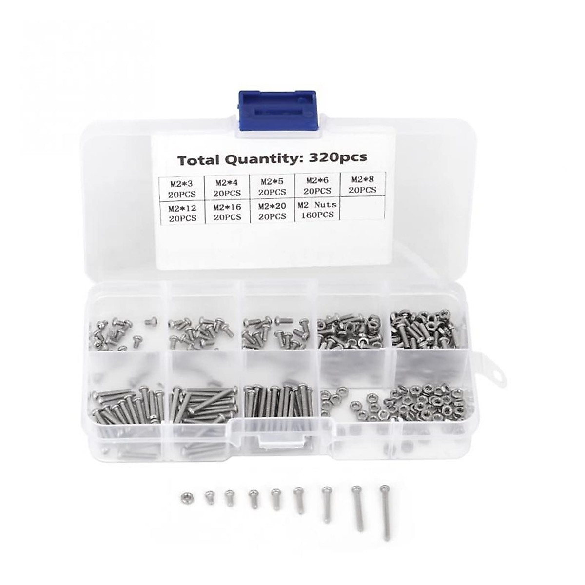 Screw 320Pcs/Set M2 Machine Screws Set Stainless Steel Screws & Bolts Fasteners for Laptop/Phone/PC Repair Tools Kit Easy to Install