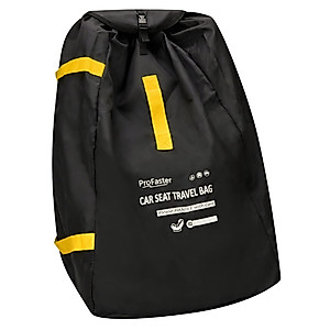 ProFaster Car Seat Travel Bag Backpack for Air Travel - Karfast Universal Infant Carseat Gate Check Bag Cover for Airplane, Foldable with Pouch, Yellow