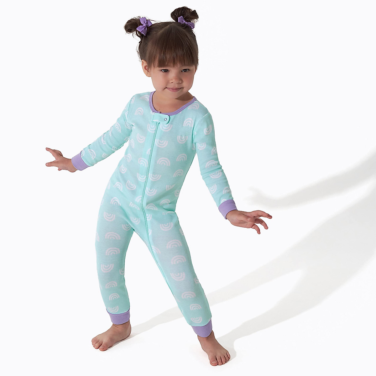 Onesies Brand Baby Girl's 3-Pack Snug Fit One-Piece Cotton Pajamas, Rainbows, 12 Months