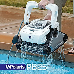 Polaris P825 Sport Robotic Pool Cleaner, Automatic Vacuum for InGround Pools up to 40ft, Wall Climbing Vac w/ Strong Suction & Easy Access Transparent Lid