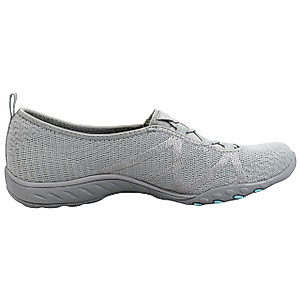 Skechers Women's Breathe Easy-A Look Sneaker, Grey/Aqua 8 W