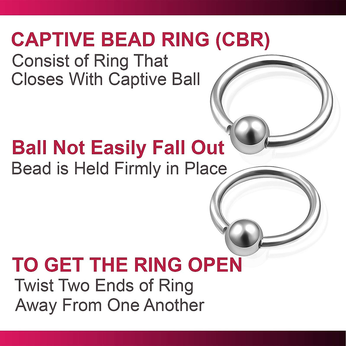 bodyjewellery 4pcs 18g bead captive ring Surgical Steel Tragus Snake Bite Cartilage Hoop BCR Septum Nose Helix Conch Eyebrow Daith BBEX