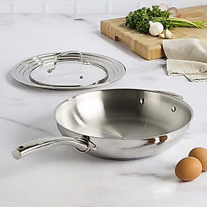 Goodful 12-Inch Stainless Steel Fry Pan with Universal Lid made from Stainless Steel and Glass Combo, Chrome