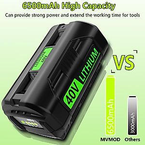 MVMOD 40V 6500mAh Replacement Battery for Ryobi, 40 Volt Battery for Ryobi 40V Power Tools OP4040 OP4026 OP4015 OP4030 OP4050 OP4060A RY40200 RY40403 RY40204 Lithium ion Battery for Ryobi