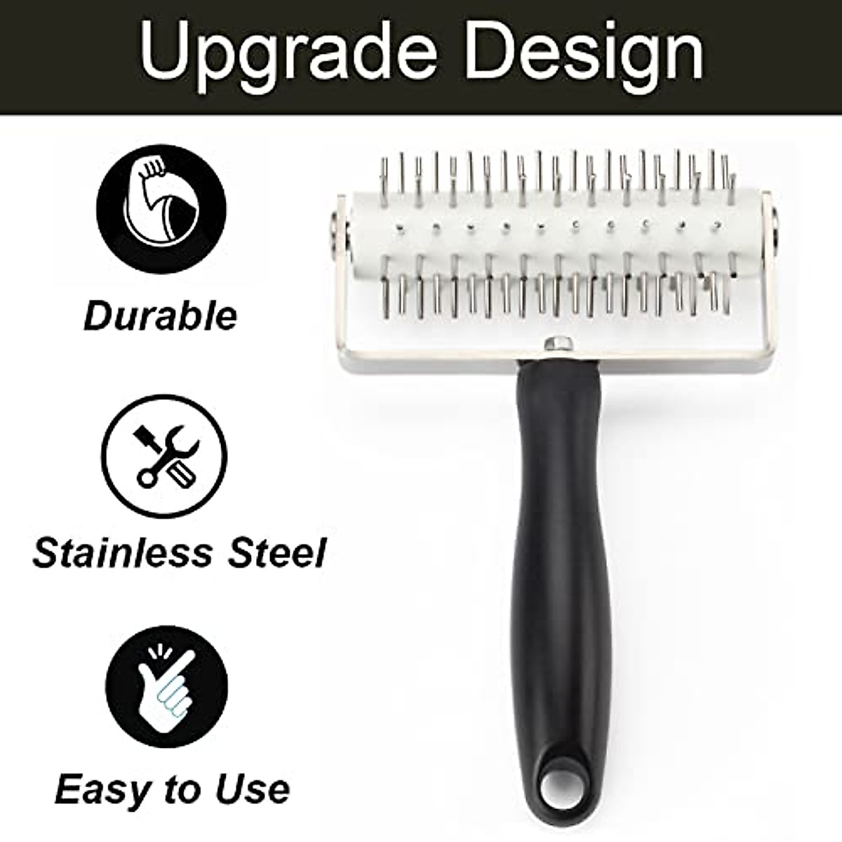 EVEDMOT Pizza Dough Docker Roller Stainless Steel, Pizza Pin Puncher Dough Hole Maker with Plastic Handle, Docking Tool for Pizza Cookie Pie Pastry Bread