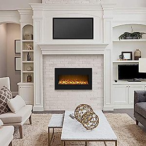 36-Inch Wall Mounted Electric Fireplace - Modern Fireplace with Floor Stand, Remote, and Adjustable Heat and Brightness by Northwest (Black)