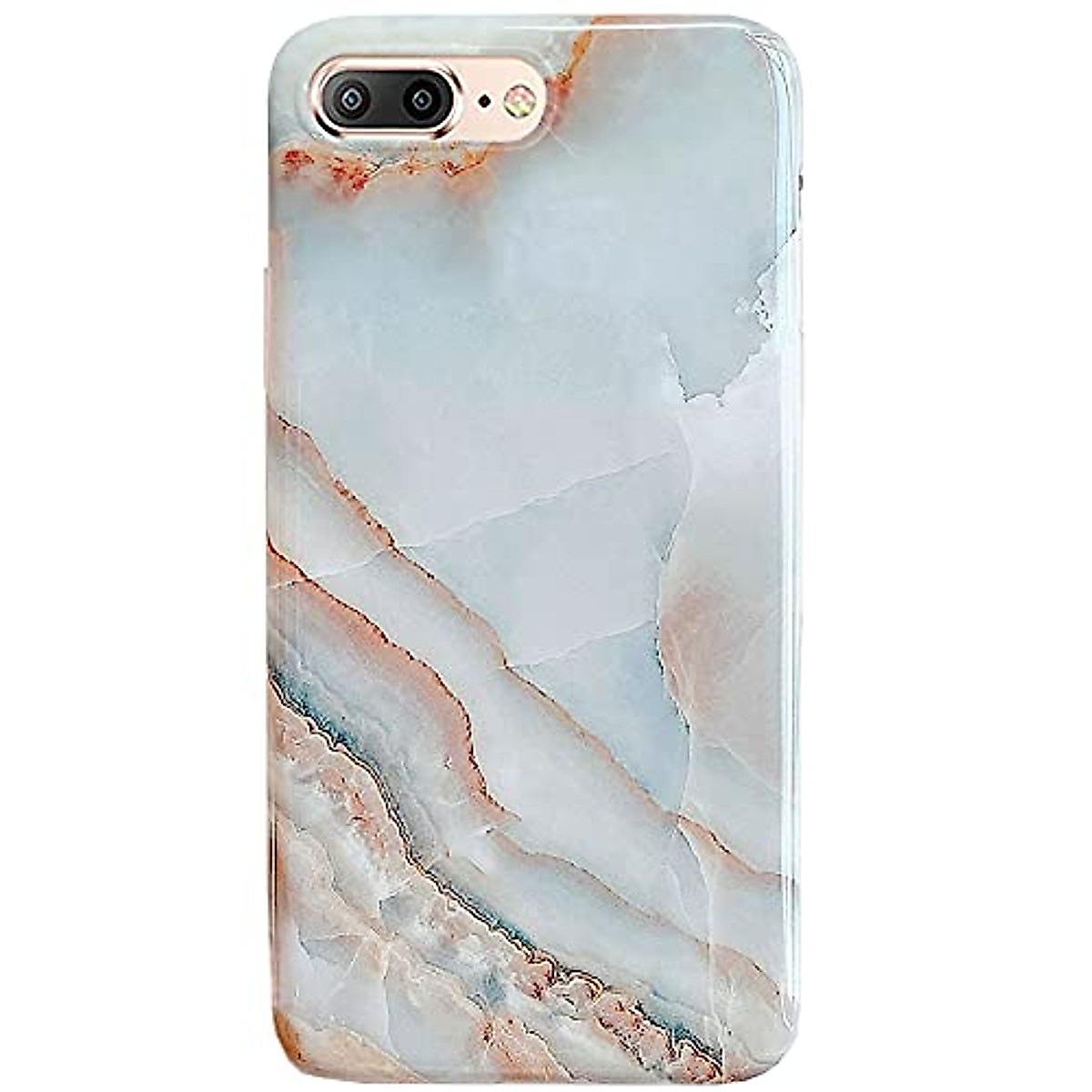 J.west iPhone 8 Plus Case/iPhone 7 Plus 5.5,Luxury Grey Marble Design Graphics Stone Pattern Ultra Slim Thin Bumper Soft Rubber TPU Silicone Protective Phone Case Cover for Women Girls Agate Slice