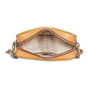 Michael Kors Ginny Medium Woven Leather Crossbody- Acorn/Butternut