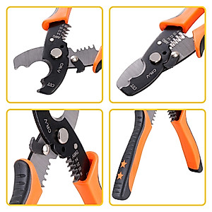 7in Cable Cutter Wire Stripper 8-14 AWG, Heavy Duty for Aluminum Copper, Communication Cables Wire Stripping Tool And Multi-Function Hand Tool，Professional Handle Design 518020A