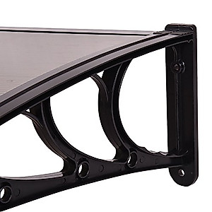 Tangkula 40"x40" Window Awning, Modern Polycarbonate Front Door Canopy, Window Door Cover for Rain Snow Sunlight Protection, Patio Window Hollow Sheet for Doors and Windows (Brown with Black Edge)