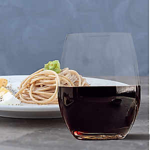 Season STORY Crystal Stemless Wine Glasses Set of 4-15 oz, Red Wine Glasses, Copas De Vino De Cristal Elegantes, Chardonnay Wine Glasses, pinot noir wine glass set, gift set for wedding, birthday