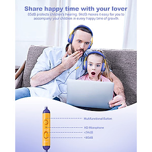 Kids Headphones Wired with Microphone for ipad Computer Laptop for Boys Girls Volume Limit Foldable Over Ear Headset for School 3.5mm Jack