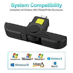 USB C DOD Military Type C Common Access CAC Smart Card Reader and ID CAC Card Reader,Compatible with Mac Os, Windows,Linux-Mini Foldable