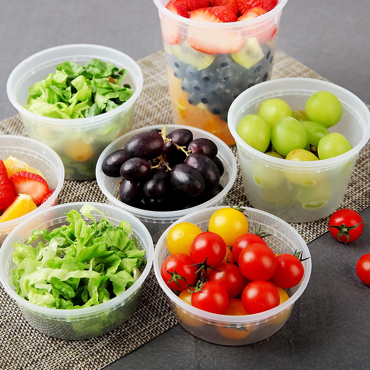 HTMZ Deli Containers with Lids 48 Sets 【8,16,32oz 16 Each】 BPA Free,Microwave Dishwasher Leakproof Freezer Safe,Takeout Soup Containers with Lids,Plastic Food Storage Containers with Lids