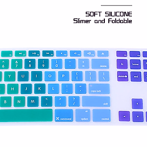 HRH Rainbow Silicone Keyboard Skin Cover for iMac Wired USB Full Size Keyboard with Numeric Keypad A1243(G6 MB110LL/B and MB110LL/A)