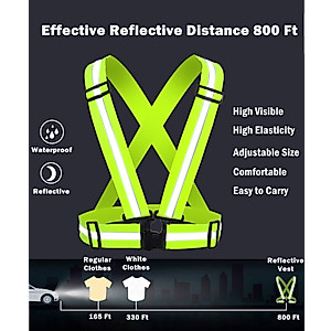 Reflective Vest 2 Pack, High Visibility Reflective Running Gear Safety Vest Straps for Men Women Kids for Night Running Walking Cycling (Green)