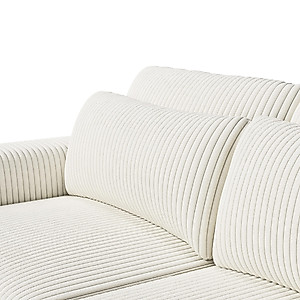 WeaArco 161" Modular Sectional Couch, Cloud Couch Sectional 5 Seater, Corduroy Sectional Sofa with 7 Pillows, 5 Seater Reversable Sectional Couch for Modern Living Room Bedroom Apartment Office, Beige