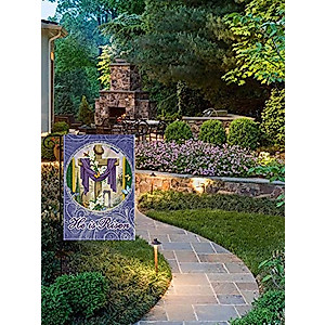 YaoChong He is Risen Easter Cross Lily Garden Flag,Spring House Yard Decorative Double Sided Flag 12.5 x 18 Inch