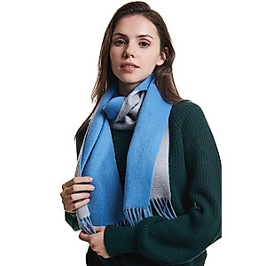 EURKEA 100% Cashmere 2024 Winter Scarf for Women, Fringed Edges, Warm & Soft, Lightweight, Gift Ready, Solid/Plaid/Two-Tone, Black and Burgundy, Free Size