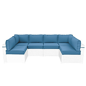 Snubbull Outdoor Replacement Cushions for Patio Furniture, 5" Foam High-Density, 14-Piece Water-Resistant Outdoor Cushion for 6-Seat Sectional Patio Conversation Sets, Liner&Cover