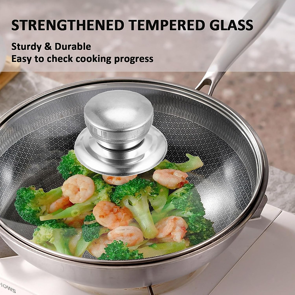 11 Inch Tempered Glass Lid Replacement Cover for 11 Inches Cookware, 11" Skillets, Round Cast Iron, Pots, Pans