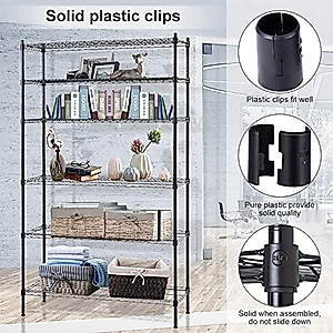 NSF 6 Tier Wire Shelving Unit Wire Shelves, Heavy Duty Height Adjustable Storage Wire Shelf Shelving Rack with Feet Leveler Garage Rack Kitchen Rack Office Rack Commercial Shelving Black 42x16x72