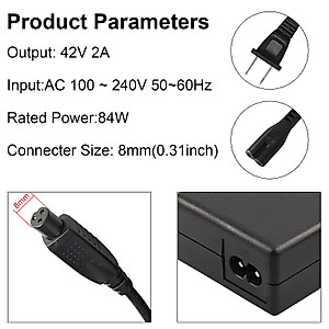 Fancy Buying 42V 2A 3-Prong Inline Connector Battery Charger for 10S Lithium Battery Power Cord Supply, Battery Charger for Electric Scooter