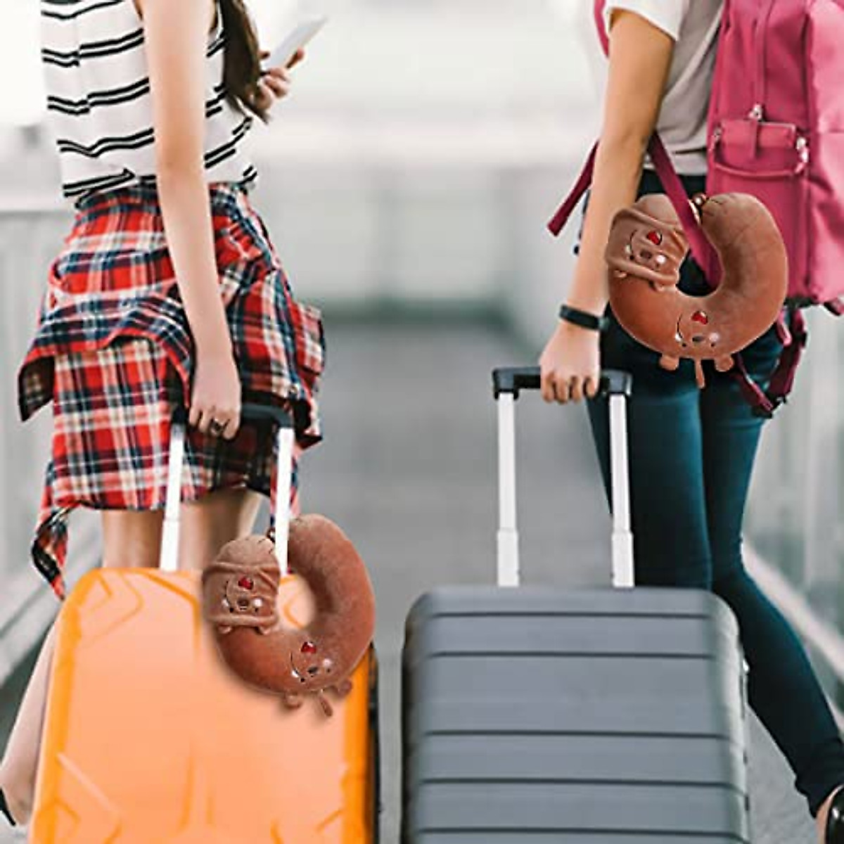 MINISO Travel Neck Pillow with Eye Mask, We Bare Bears Memory Foam Neck Support Cartoon Pillow Valentine's Day Gift for Traveling, Sleeping, Airplane, Car, Home & Office(Grizzly)