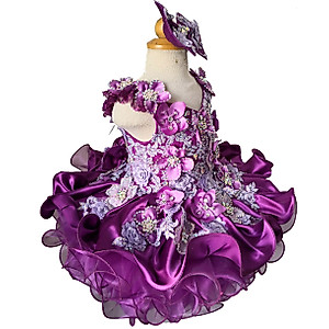 Jenniferwu G588 Infant Toddler Baby Newborn Little Girl's Pageant Party Birthday Dress Purple Size 3T