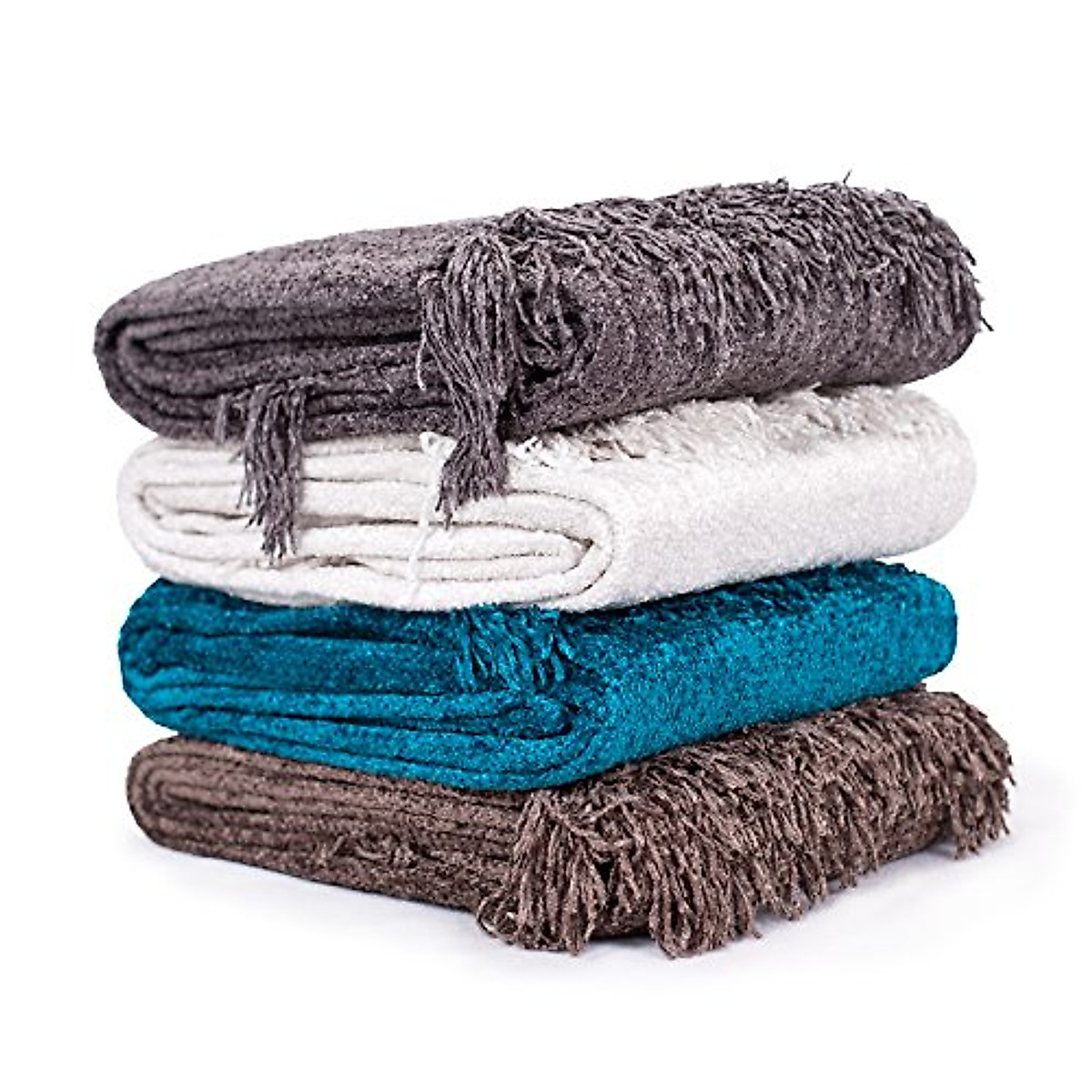 Internet’s Best Thick Chenille Throw Blankets - Ultra Soft Couch Blanket with Fringe - Light Weight Sofa Throw - 100% Microfiber Polyester - Easy Travel - Bed (Brown)
