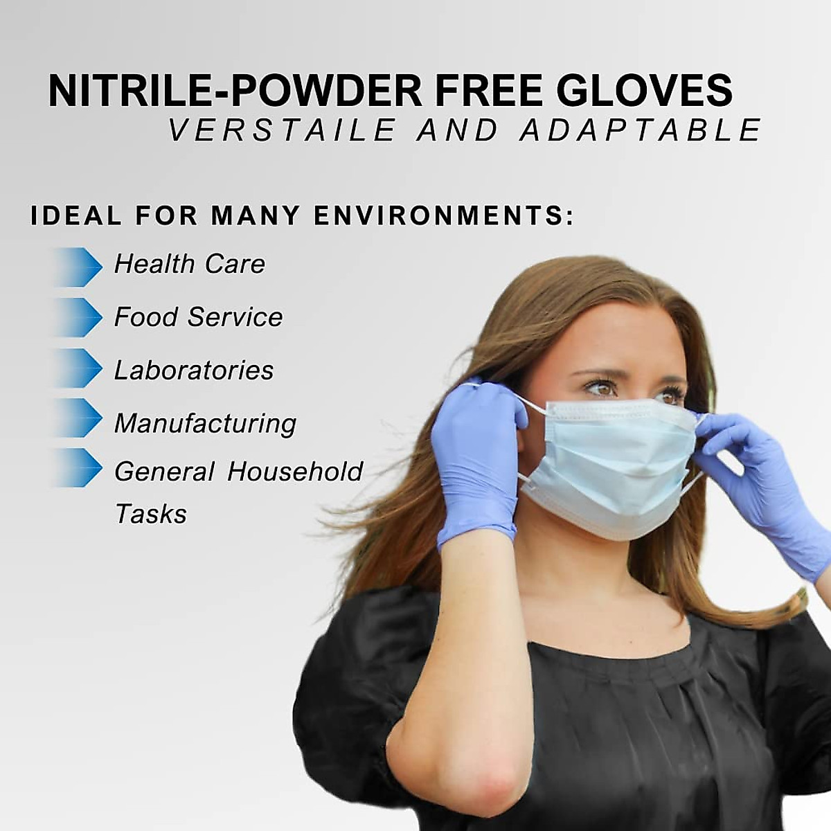 Essentials Healthcare Products Nitrile Powder-Free Examination Gloves; Box of 200 Exam Gloves, Latex-Free, Periwinkle (X-Small)