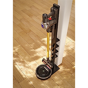 Mount Plus HAB2-HS Premier Aluminum Storage Stand Made for Dyson V15 V12 V11 V10 V8 V7 V6 Cordless Stick Vacuum Cleaner And Floor Robot With 8 Attachment Holders