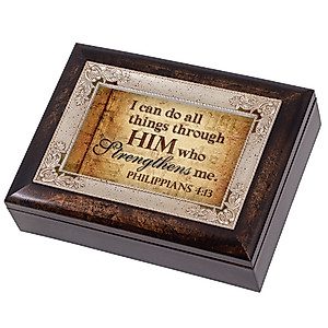 Cottage Garden All Things Through Him Italian Design Jewelry Music Box Plays Amazing Grace
