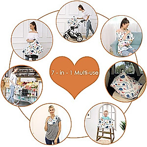 Carseat Cover Boy and Girls - Multi-use Nursing Car Seat Canopy Cover for Breastfeeding, Infant Stroller Cover, High Chair Cover (Cute Fish)