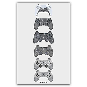 PS Controller Evolution Poster for Gaming Room Wall Decoration. History of PS Controllers Art Poster for Gamers. Teen Bedroom or Living Room Walls Decor Gift for Man and Woman. 11x17 Laminated Print