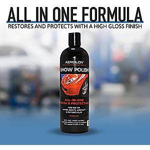 Aerolon Show Polish and Sealer for Cars, Trucks, Boats & Motorcycles - The Ultimate Liquid Car Wax Shine with Polymer Paint Sealant Protection, Base Coat Sealant Kit with 16oz Bottle & Applicator
