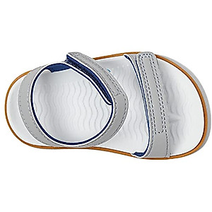 Native Shoes Kids Charley Sandal for Indoor and Outdoor - Vegan, Hook & Loop Closure Contoured and Open-Toe Sandals Little Kids & Toddlers Pigeon Grey/Shell White/Toffee Brown 8 Toddler M