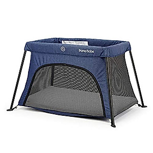 Lightweight Foldable Travel Crib, Portable Play Yard with Carry Bag for Infant Toddler Newborn(Blue)