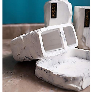 Hymmah Bathroom Accessories Set,Marble Design Toothbrush Holder,Farmhouse Bathroom Decor,4 Pcs Resin Gift Set Apartment Necessities, Contain Toothbrush Cup,Soap Dispenser,Soap Dish,Tumbler