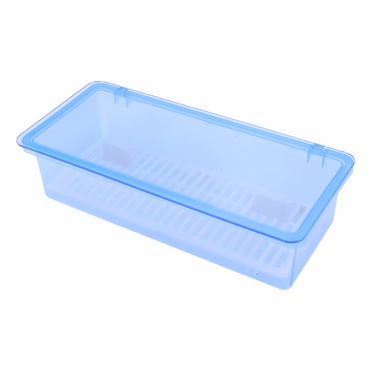 Cabilock Cutlery Flatware Plastic Tray Kitchen Organizers with Lid Kitchen Cutlery and Utensil Drawer Organizer- proof Fork Utensil Storage Container (Blue) Utensil Storage Container
