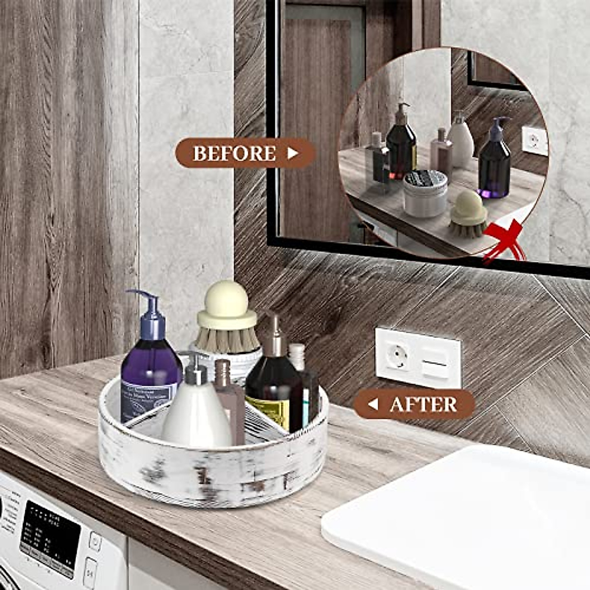 Toilet Paper Holder and 12 Inch Lazy Susan Organizer