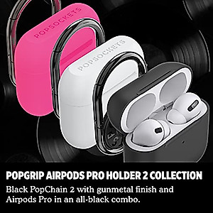 PopSockets PopGrip AirPods Pro Holder + PopChain 2: Swappable Grip and AirPods Holder for Phones and Tablets - Black
