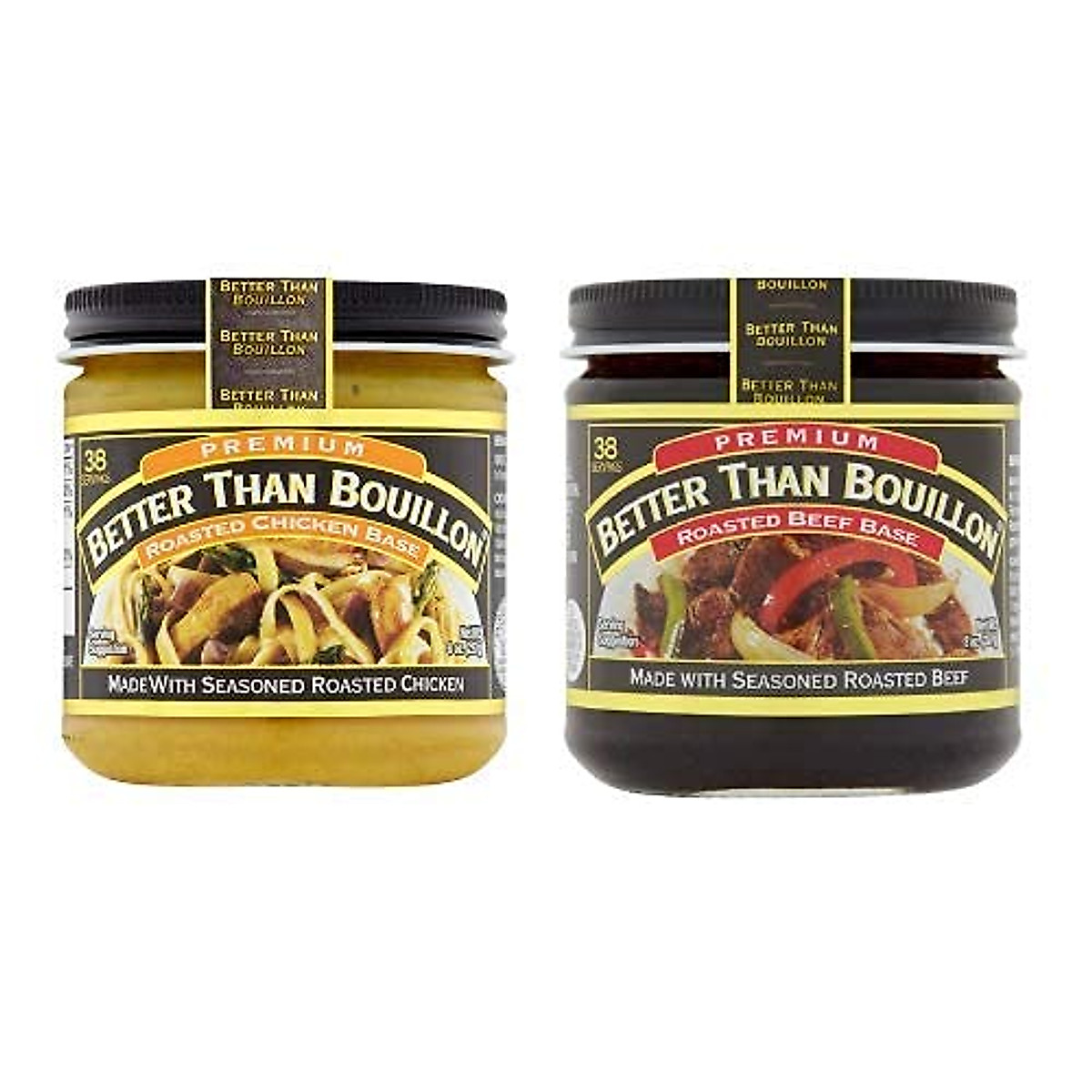 Better than Bouillon Premium Roasted Beef and Roasted Chicken Base, 8 oz Jars (Pack of 2)