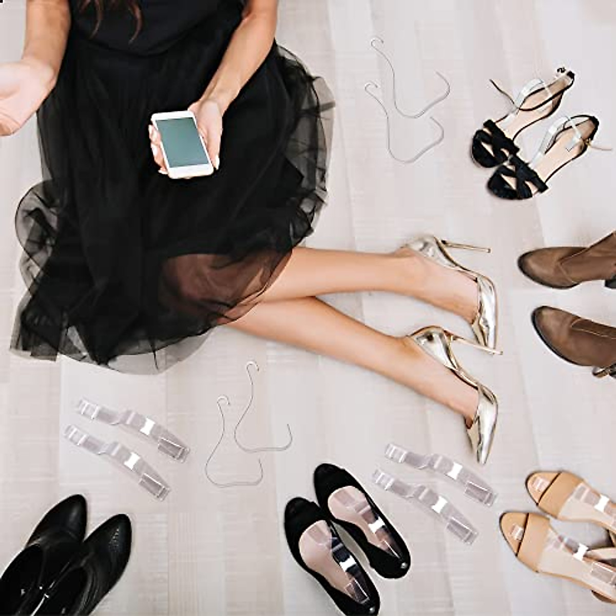 TXIN 10 Pcs/5 Pairs Acrylic Clear Sandal Shoes Display Stand Inserts Holders Shoe Display Rack Shoe Support for Women's Shoes